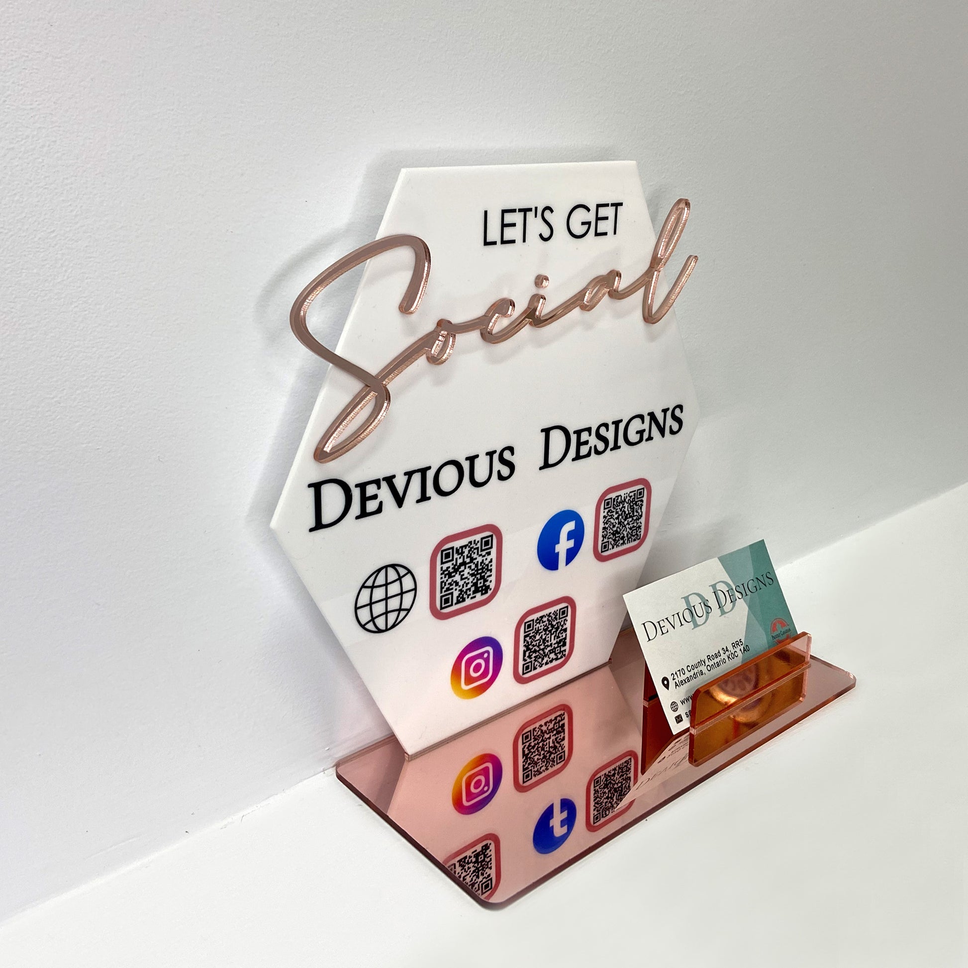 Let's Get Social QR Code Sign (Hexagon Shape) – Devious Designs